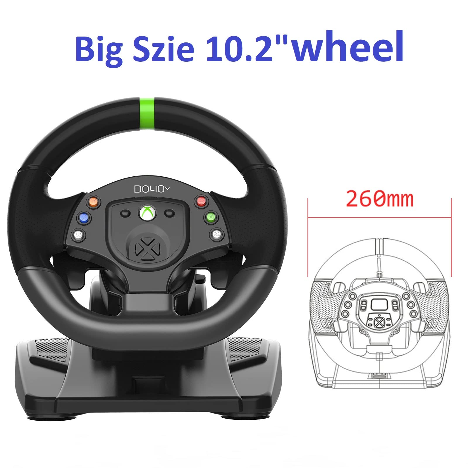 DOYO Xbox 360 Game Racing Wheels,PC Steering Wheel Plug and Play Gaming Driving Volante 180° USB with Pedals Shifter Bundle for XBOX 360 / Windows PC / PS3 /Nintendo switch/Android