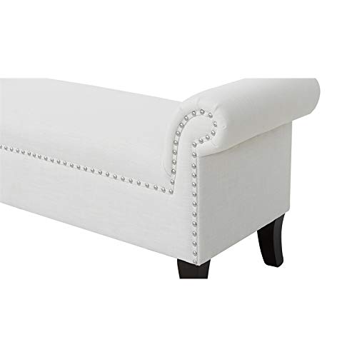 Jennifer Taylor Home Kathy Roll Arm Entryway Accent Bench, Bright White Polyester