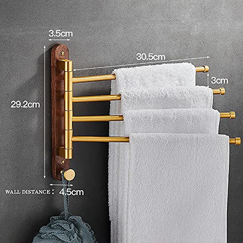 Heated Towel Rack, Towel Holders for Bathrooms Towel Rack Gold Swivel Towel Bar Set Wall Towel Rail Space Aluminum 4-Arm Towel Ring for Bathroom, Kitchen ,Electric Towel Warmer