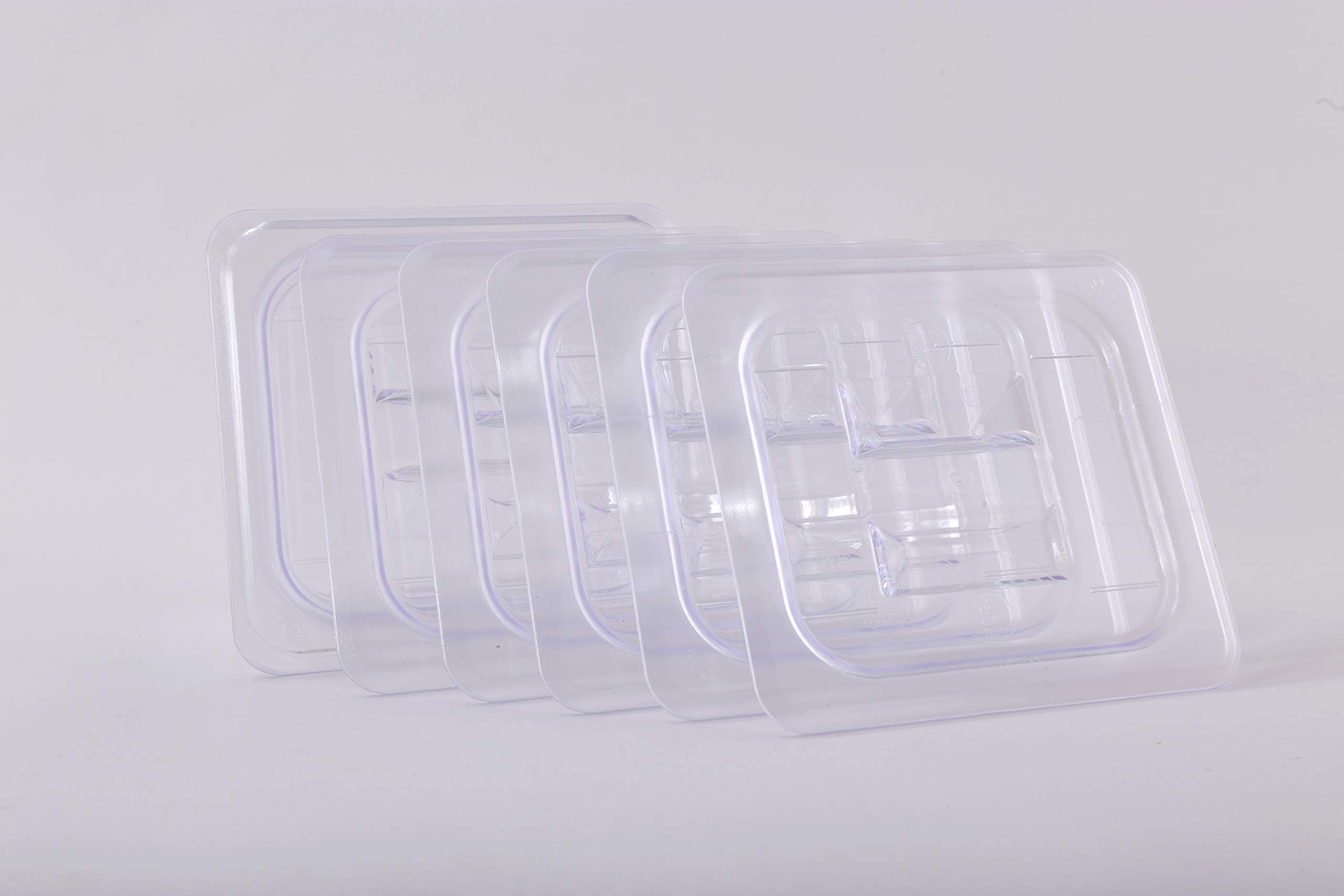 EASYROSE 6-Pcs Food Pan Lid 1/6 Size Clear Polycarbonate Hotel Pan Cover with handle