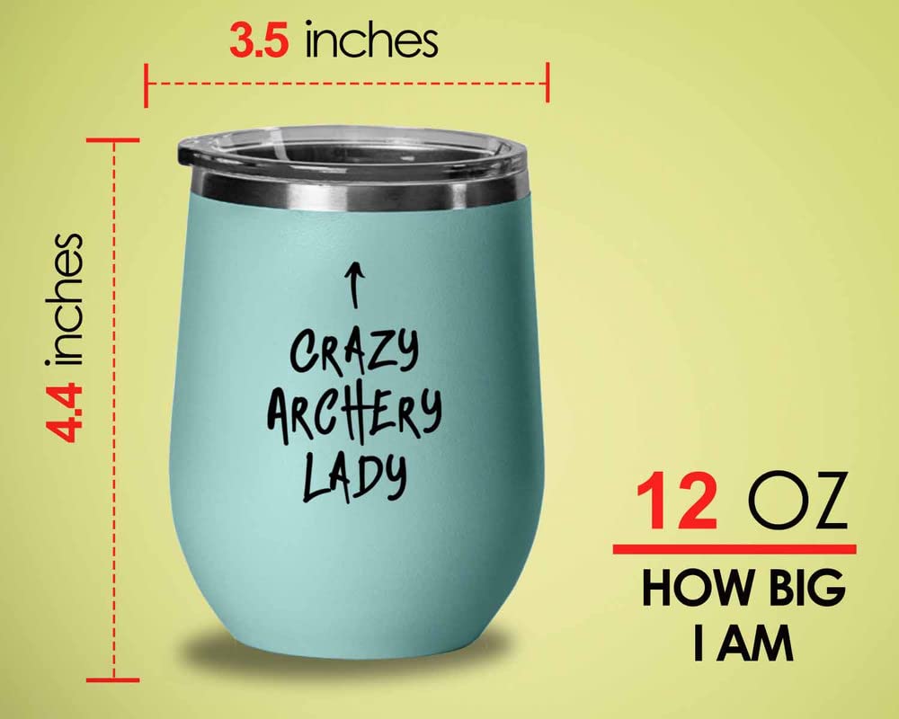 Archery Teal Edition Wine Tumbler 12oz - Archery Lady A - Funny Gift For Archery Coach Athlete Hunt Target Shot Trainer Arrow Bow Sport