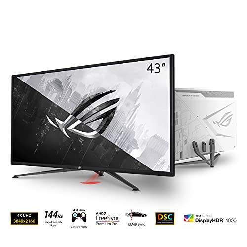 ASUS ROG Strix 43” 4K HDR DSC Gaming Monitor (XG43UQ Xbox Edition) - UHD (3840 x 2160), 144Hz, 1ms, HDMI 2.1, Extreme Low Motion Blur Sync, FreeSync™ Premium Pro, DisplayHDR1000, DCI-P3 90%