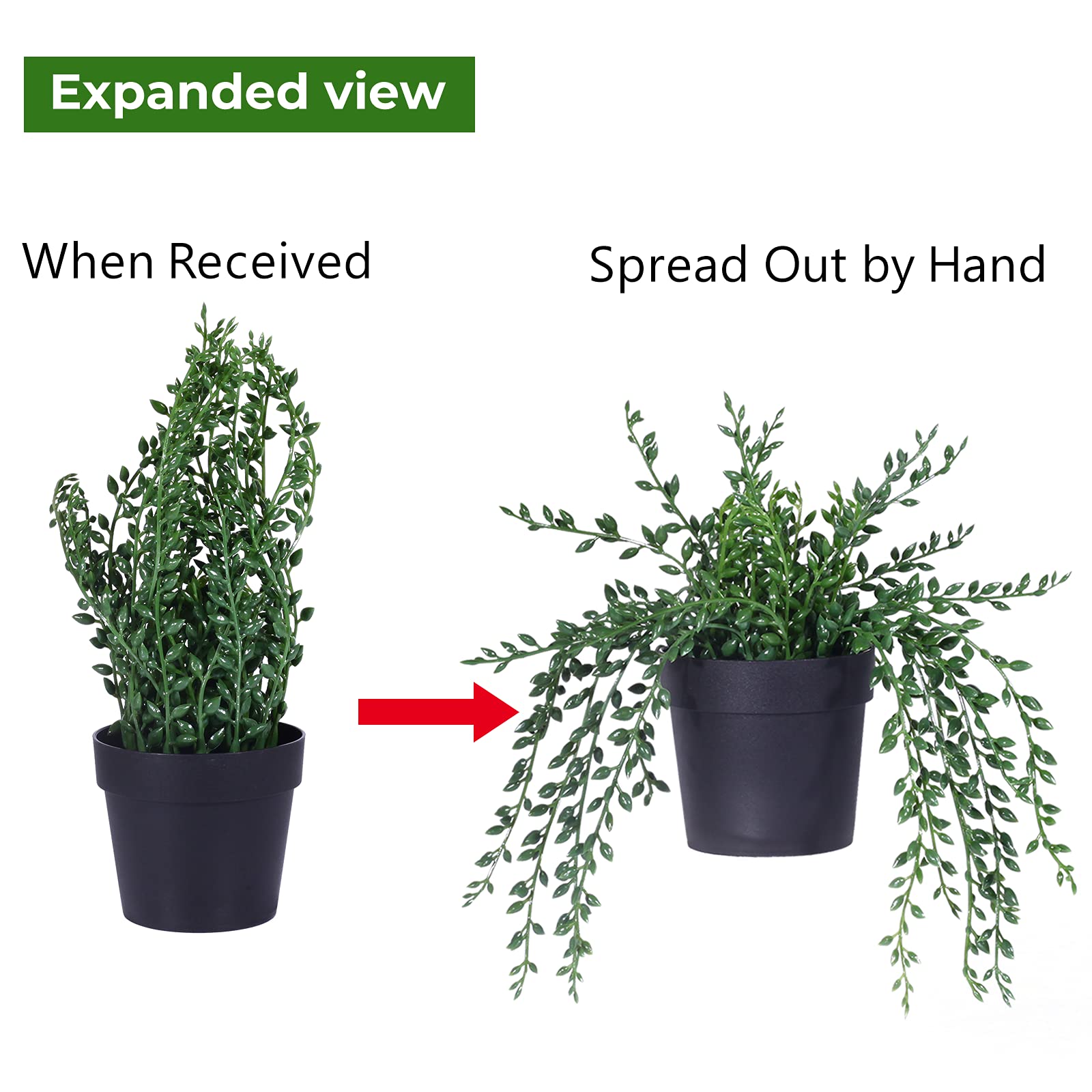 HUANGXIN Fake Plants Artificial Succulents Planters Realistic Faux Plant Mini Potted String of Pearls for Home Garden Office Decor