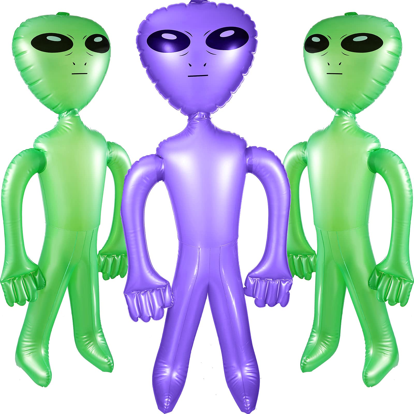BBTO 3 Pcs Alien Inflates Inflatable Alien Jumbo Alien Blow up Toy for Party Decorations, Halloween, Birthday, Alien Theme Party(35 Inch,Green, Purple)