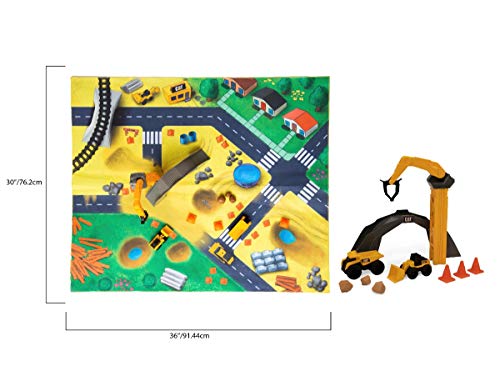 CAT Construction Toys, CAT Little Machines Vehicles Play Mat with Collectible Construction Vehicles, Sensory Toys for Kids Ages 3 and up