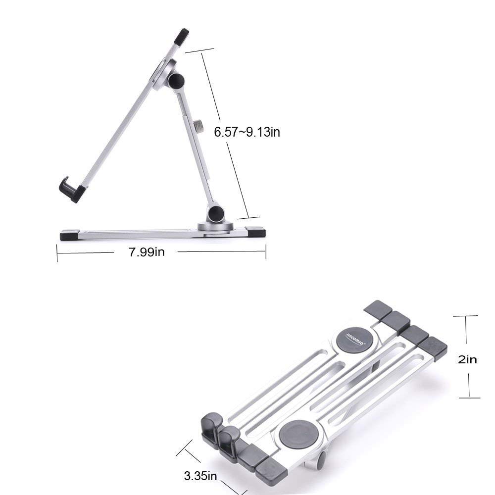 FUZADEL Portable Fold-Up Travel Stand Aluminum, Universal Tablet Stand Holder Foldable Multi-Angle Adjustable Stand for Tablet/Phone/Notebook/Tablet Holder for Surface Notebook Monitor Stand