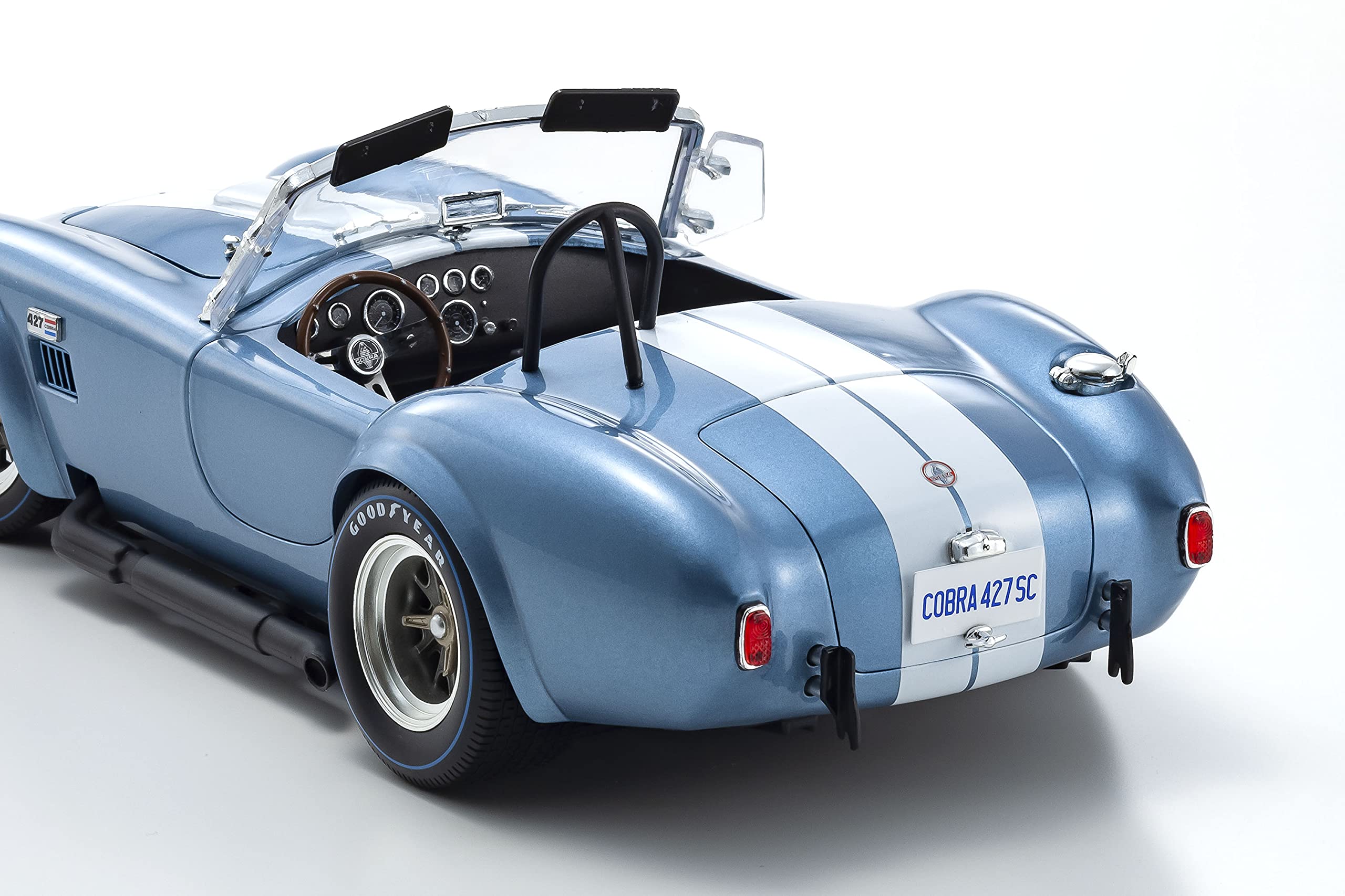 Shelby Cobra 427 S/C Sapphire Blue Metallic with White Stripes 1/18 Diecast Model Car by Kyosho 08047 SBL