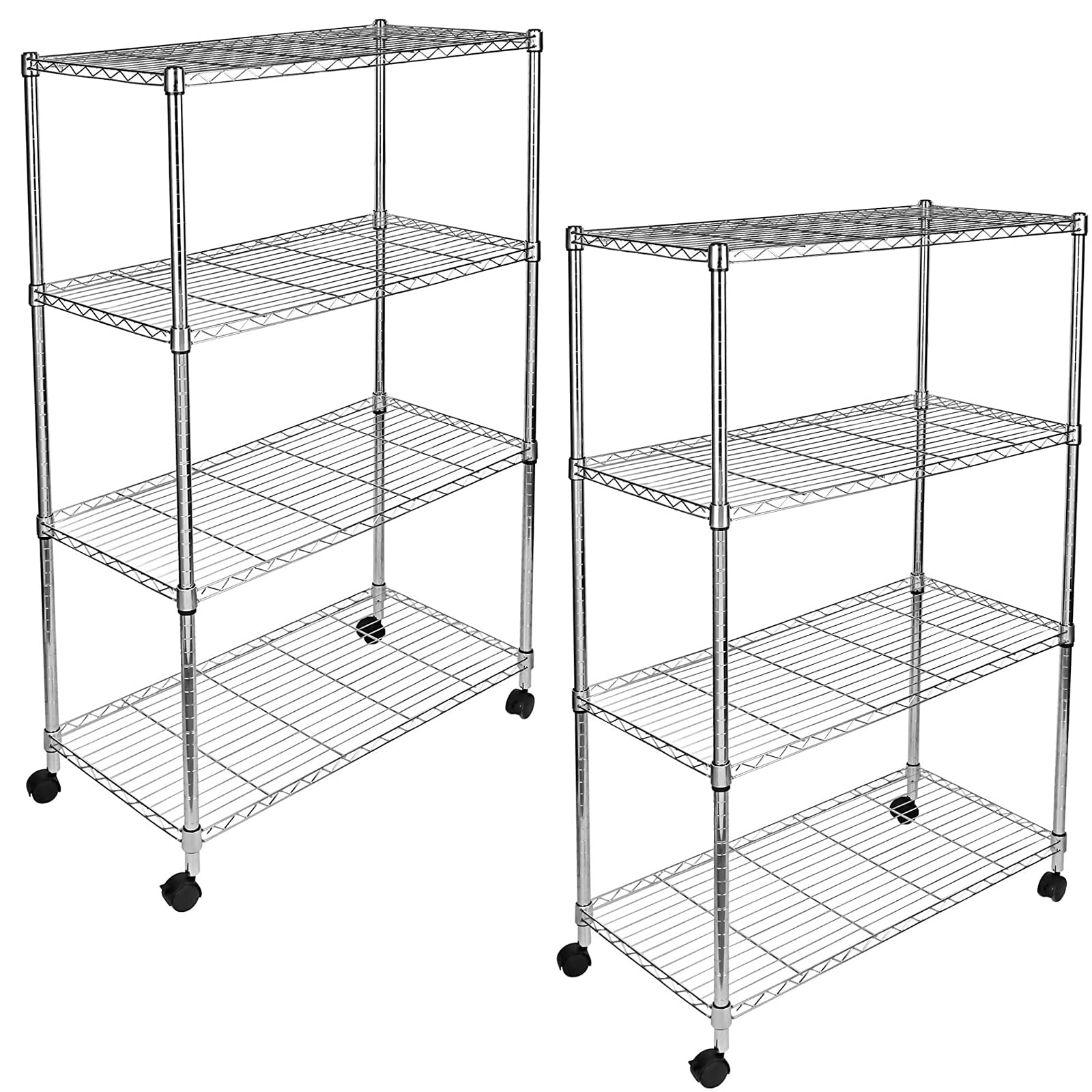 YSSOA HealSmart 4-Tier Heavy Duty Storage Shelving Unit,Chrome,35.43" D x 17.72" W x 65.35" H, 2 Pack