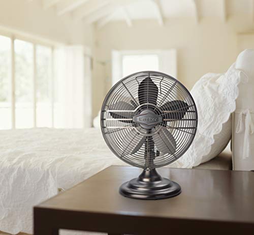 Lasko Oscillating Table Top Fan, Portable, 3 Quiet Speeds, for Bedroom, Kitchen and Office, 17", Bronze, R12210