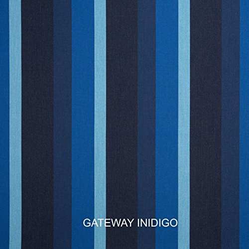 Mozaic AMPS116908 Indoor Outdoor Sunbrella Square Pillows, Set of 2 16 x 16 Blue Stripes