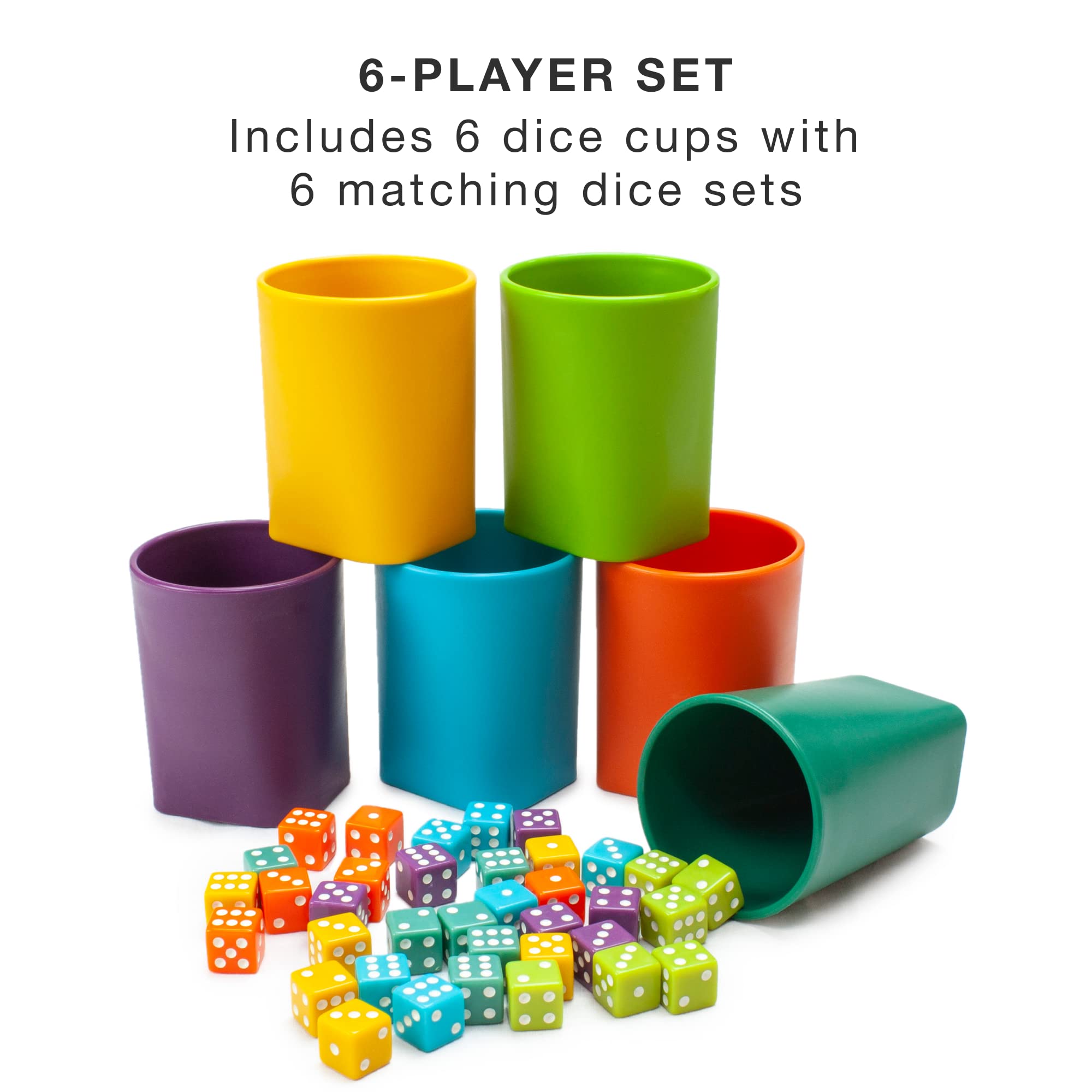 Brybelly Farkle with Friends - 2-6 Player Dice Game for Family Game Night - Includes 6 Dice Cups, 36 Dice, Scorecards, and Instructions