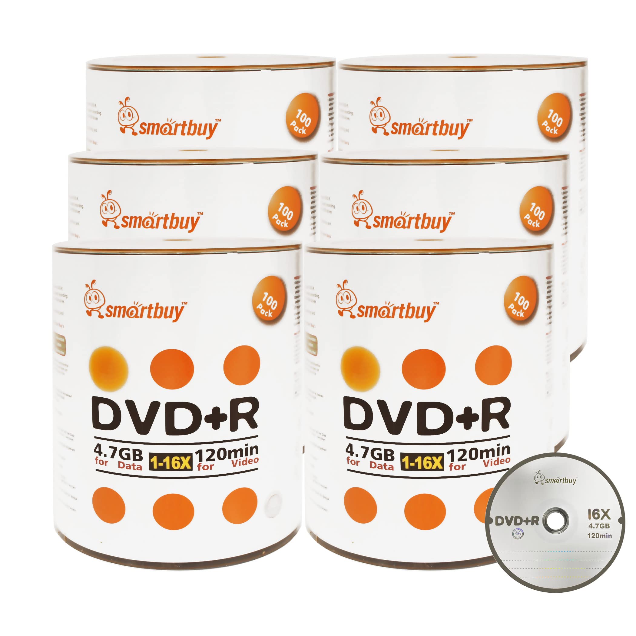 Smartbuy 4.7gb/120min 16x DVD+R Logo Top Blank Data Video Recordable Media Disc (600-Disc)