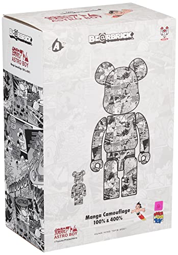 Hung Hing Toys TZKH-001 Astro Boy Comic Camouflage Pattern bearbrick 400% & 100%