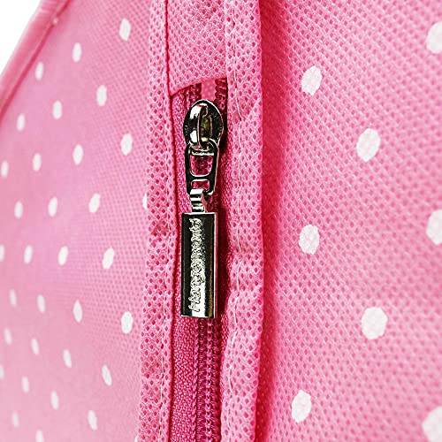HANGERWORLD Pink Polka Dot Suit and Dress Garment Bags for Storage - 45inch x 22inch - Breathable Clothes Covers Protecting Dusts Closet Storage