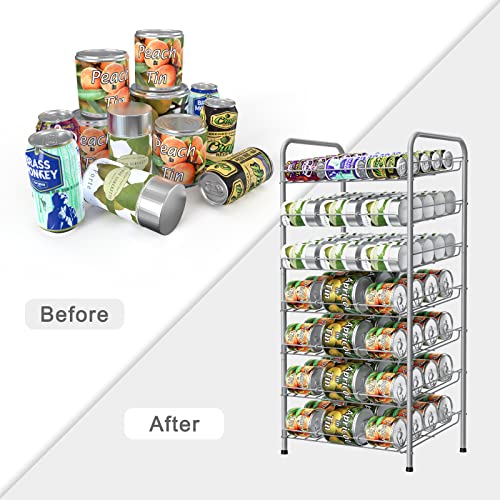 Can Organizer for Pantry 7-tier Can Organizer Can Good Organizer for Pantry Shelf Holds up to 84 Cans Can Rack Dispenser for Pantry, Kitchen, Cabinet Silver