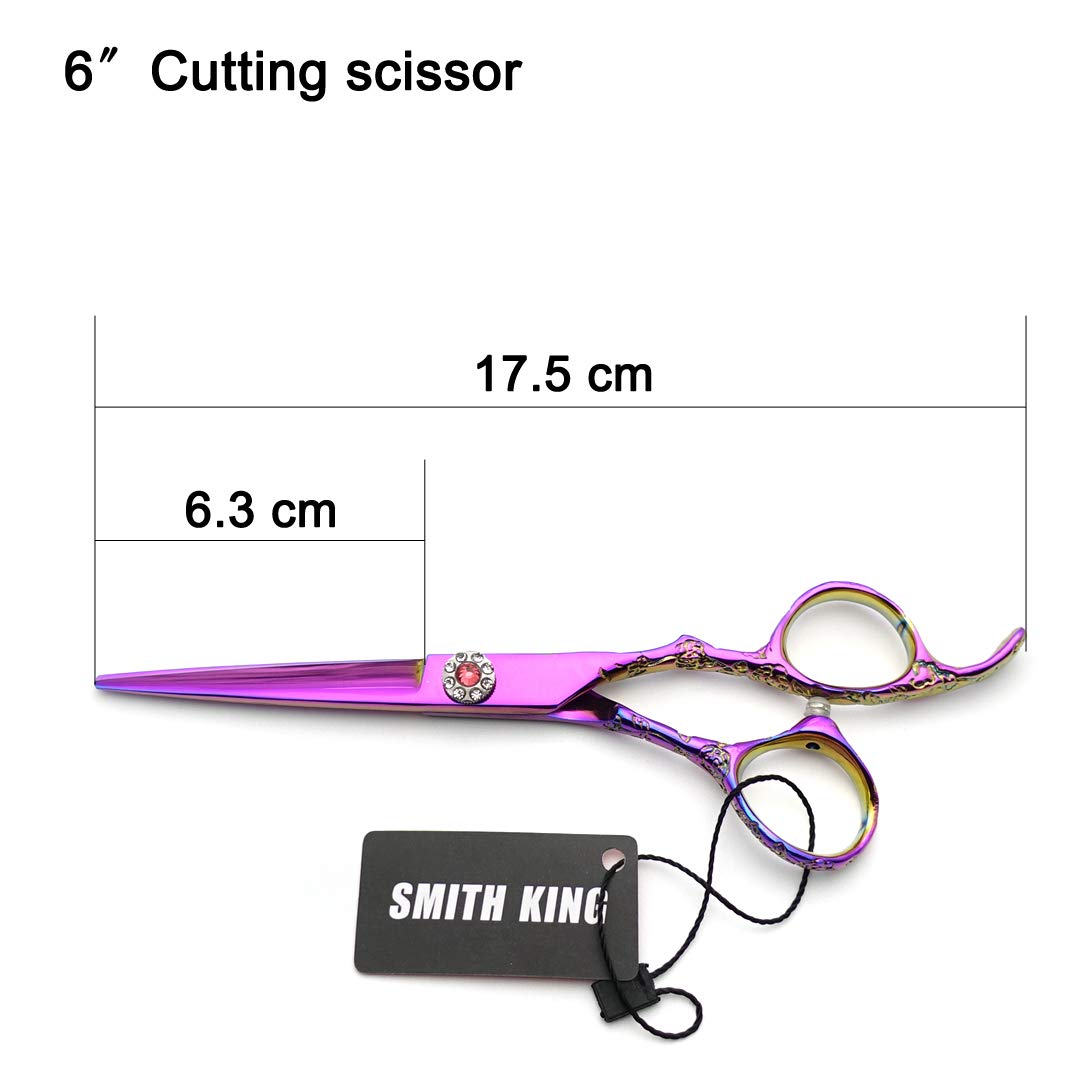 Professional Hair Cutting Scissors Set with Razor Comb Case,Hair cutting shears Hair Thinning shears with rose handle (6.0 inches)