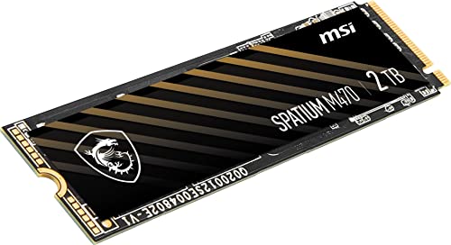 MSI SPATIUM M470 PCIe 4.0 NVMe M.2 2TB Internal SSD PCIe Gen4 NVMe 1.3 3D NAND 3300 TBW