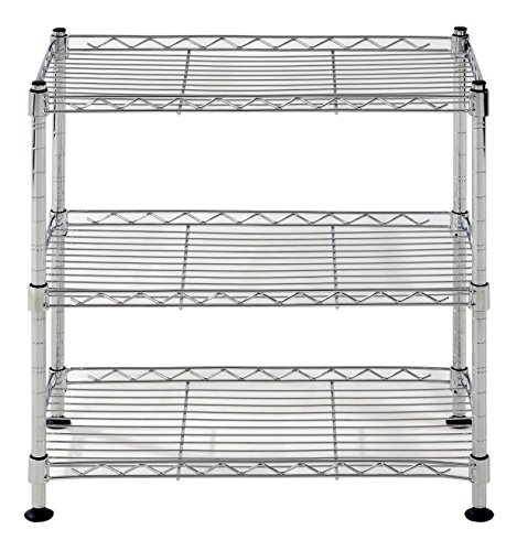 Muscle Rack WS181018-C Steel Adjustable Wire Shelving, 3 Shelves, Chrome, 18" Height, 18" Width, 264 lb. Load Capacity