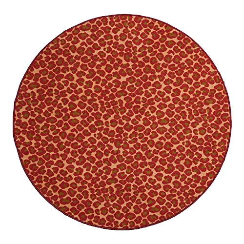 Furnish my Place Cheetah Print Area Rug, Animal Print Pattern Mat, Pet-Friendly Indoor Carpet, Wildlife Animal Inspired with Cheetah Design Rug for Living Room, Home DƩcor, 4' Round