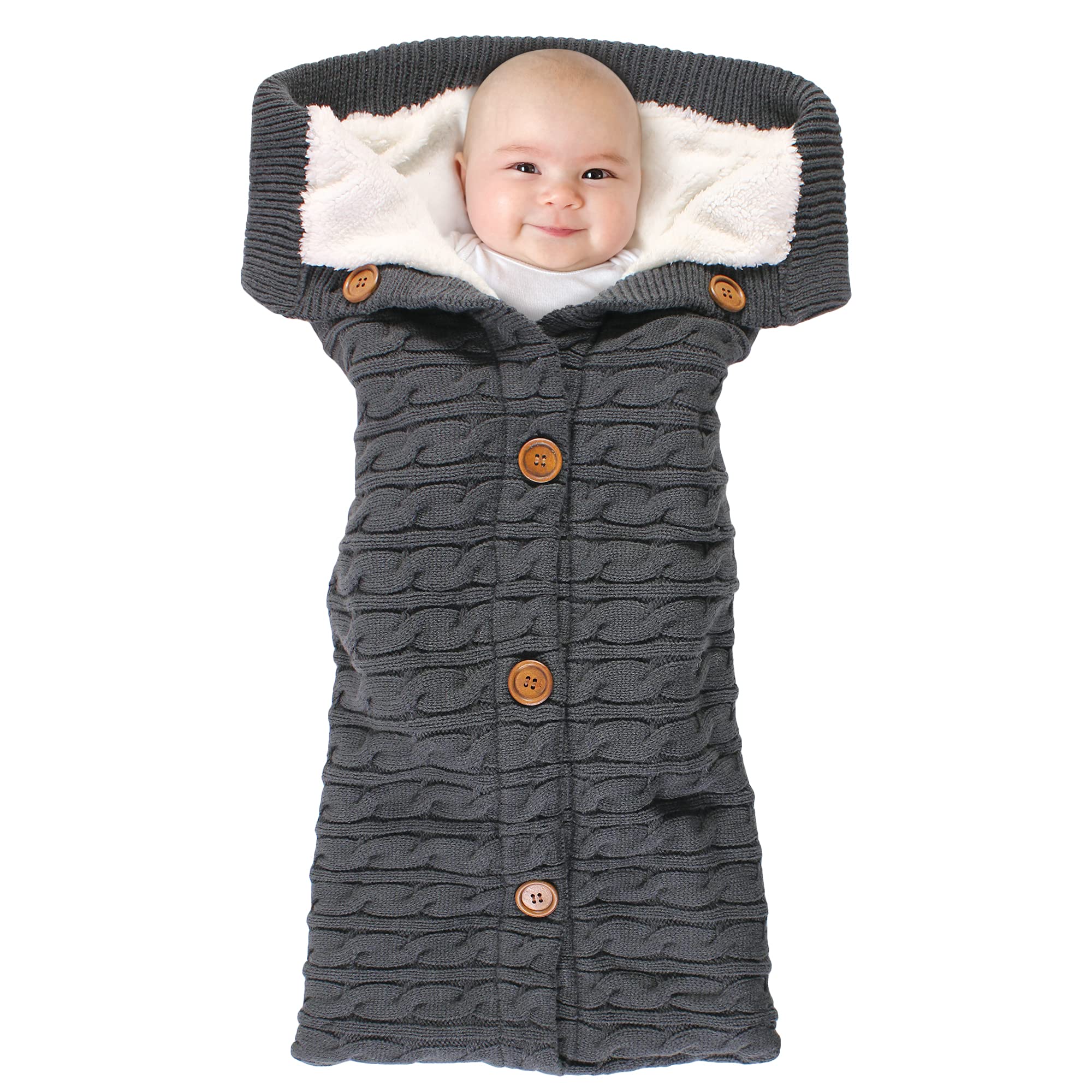 Hudson Baby Unisex Baby Sherpa Knitted Baby Lounge Stroller Wrap Sack, Blushing Bride, One Size