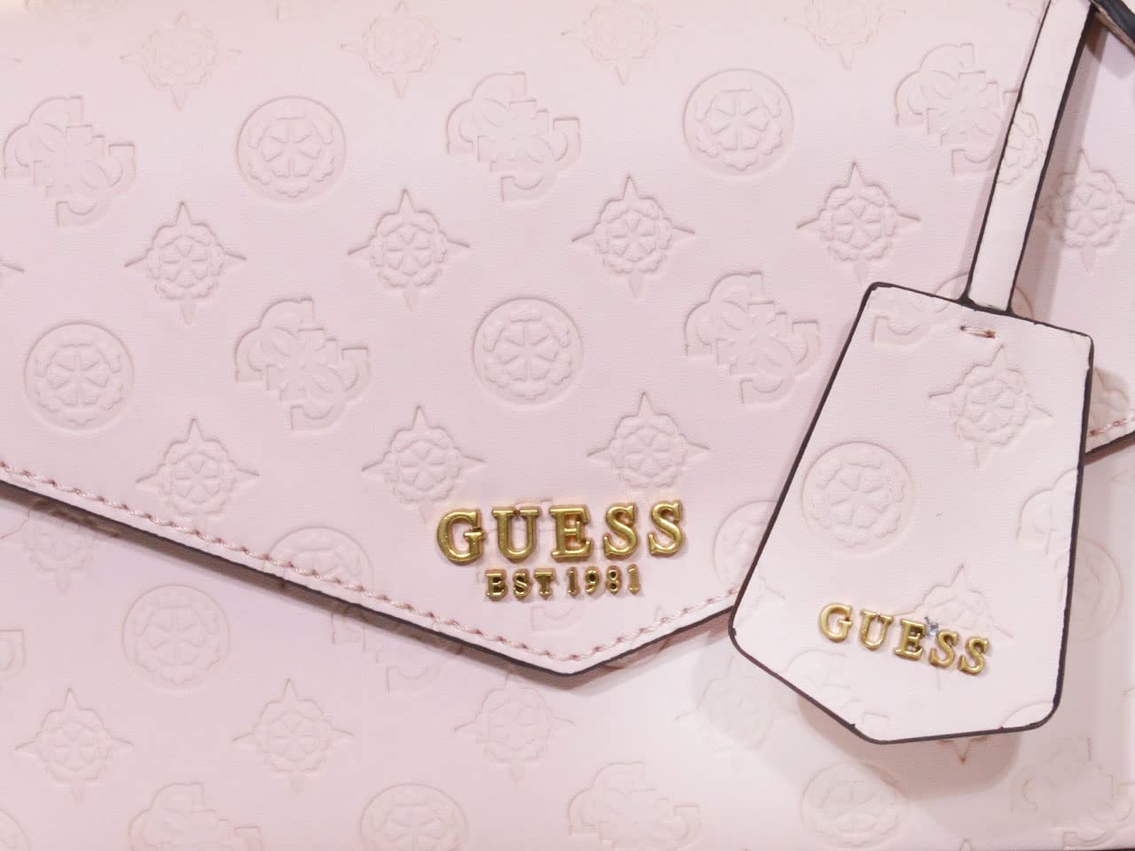 GUESS womens Zanelle Top Handle Flap, White Logo, one size US