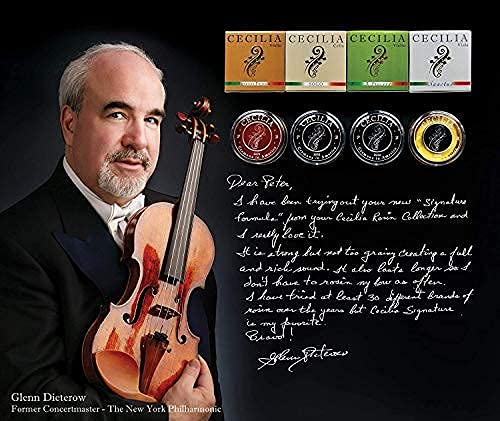CECILIA ‘Signature Formula’ Rosin for Violin, Rosin Specially Formulated Violin Rosin for Violin Bows (New ‘Liquid Form Blending Method’) with Included Rosin Spreader (Full Cake)
