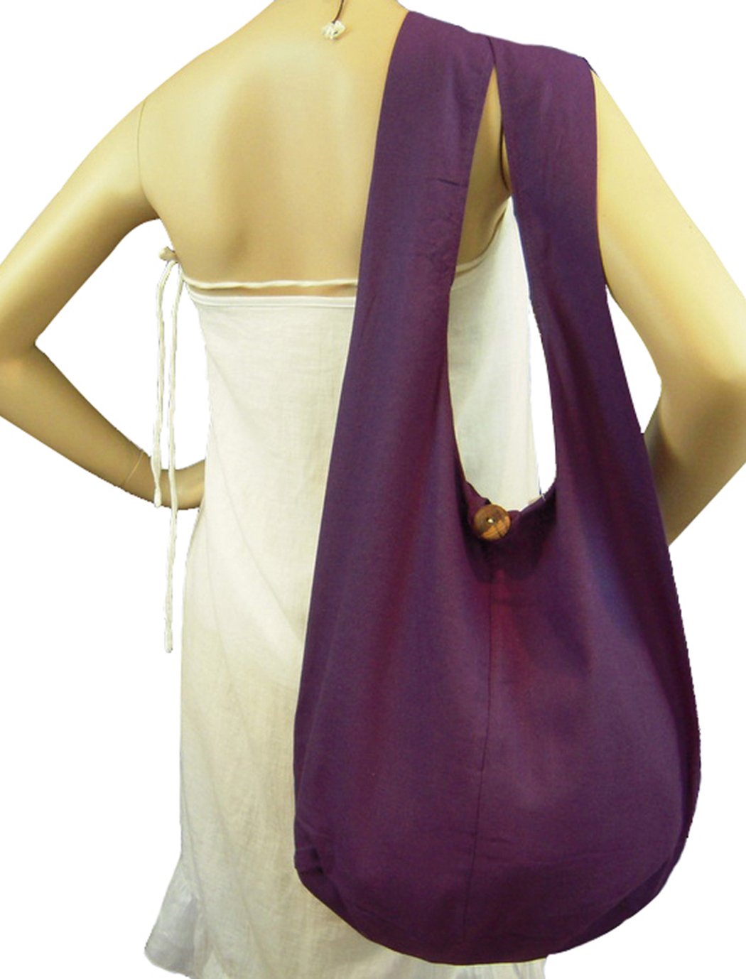 BTP! Thai Monk Buddha Cotton Sling Crossbody Messenger Bag Shlouder Purse Hippie Hobo Medium (Eggplant M5)