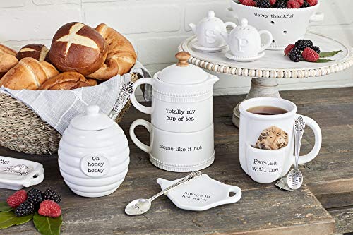 Mud Pie Honey Pot Serving Set, 4x3, White