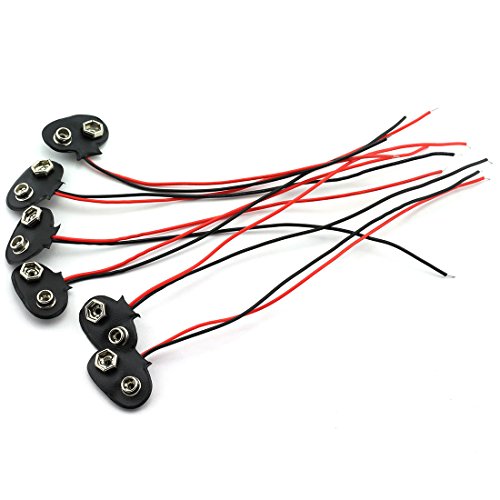 DZS Elec 6pcs 15cm 9V Battery Snap Connector Clip Lead Wire Experimental Battery Snap Power Cable for Arduino Project or LED Light Bar