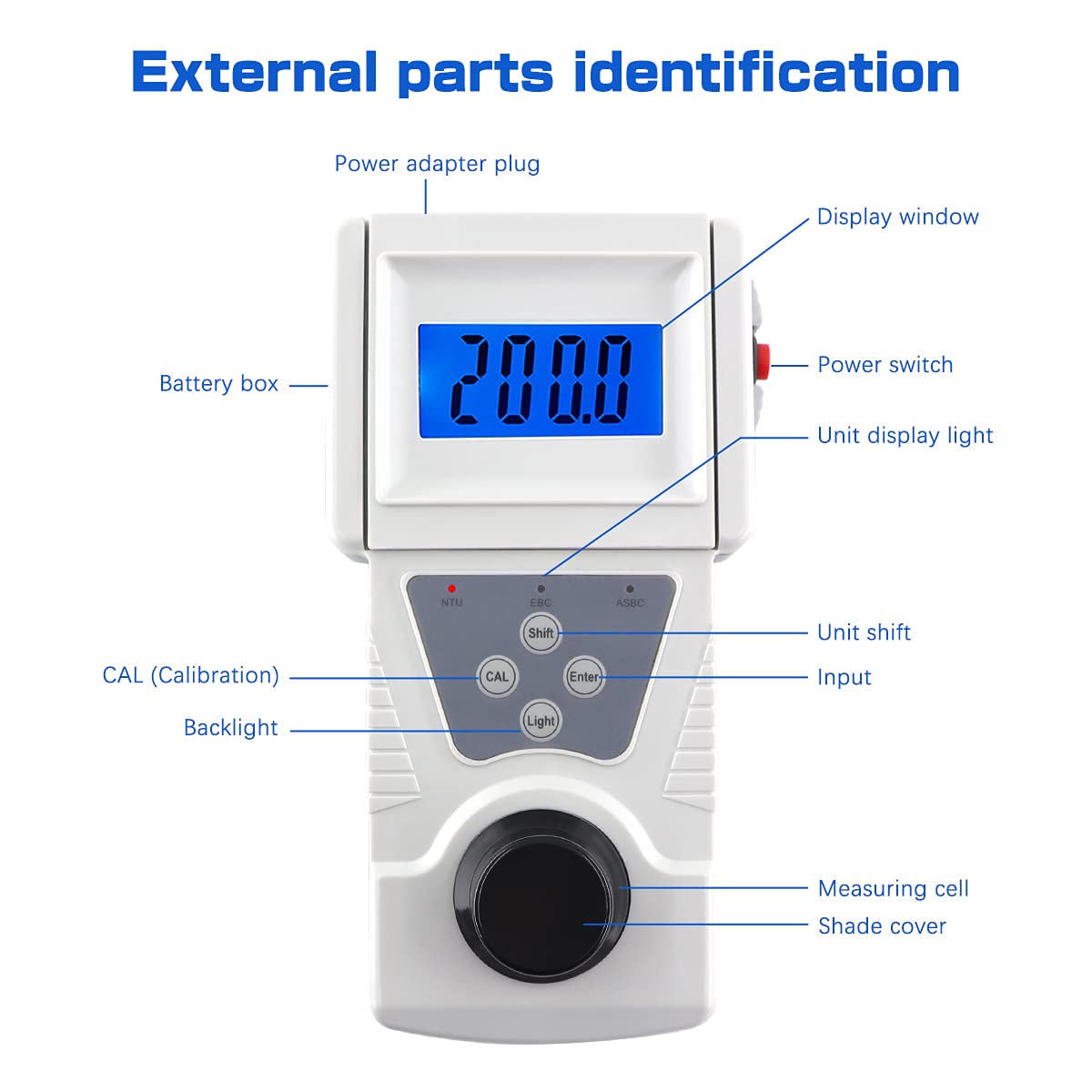 BriSunshine Lab Turbidity Meter, Handheld Portable Turbidimeter for Testing Turbidity of Liquids, Measuring Range 0-200 NTU, ISO 9001 Certification Compliant