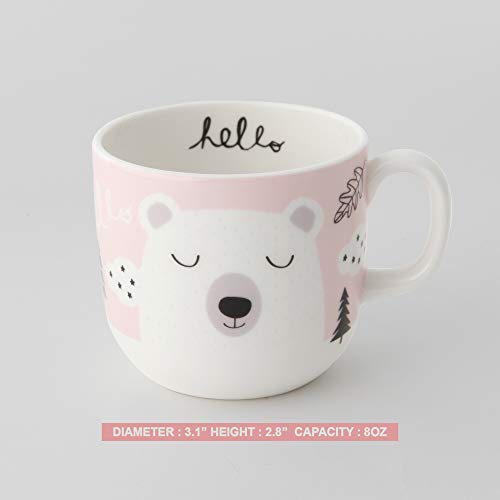 ZEN Hello Hello Porcelain Childrens Kids Dinner Set of 3 (PINK)