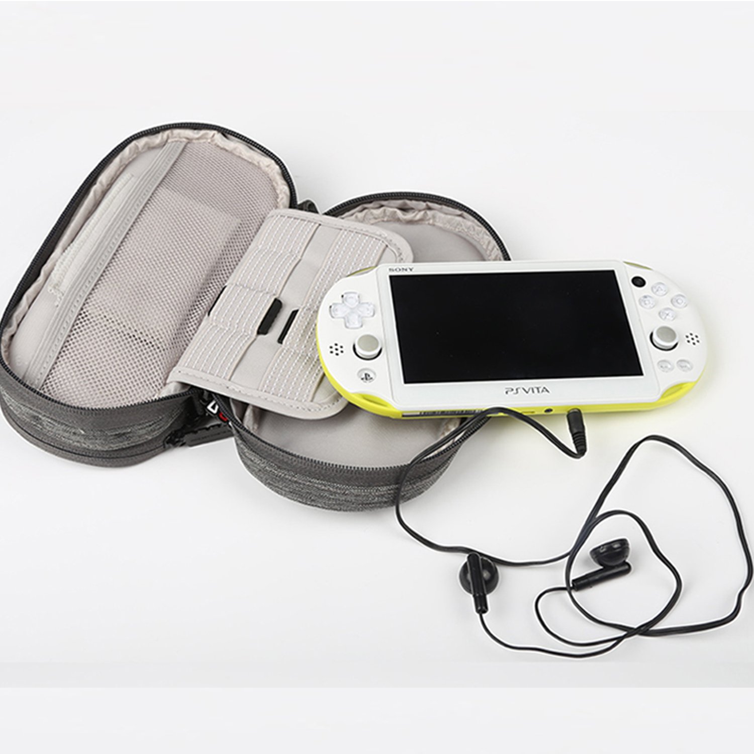 BUBM Double Compartment Storage Case Compatible with PS Vita and PSP, Protective Carrying bag, Portable Travel Organizer Case Compatible with PSV and Other Accessories,Gray
