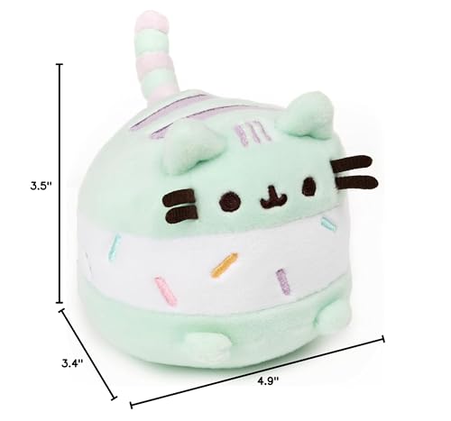 GUND Ice Cream Sandwich Pusheen Sweet Dessert Squishy Plush Stuffed Animal Cat for Ages 8 and Up, Mint and White, 4”