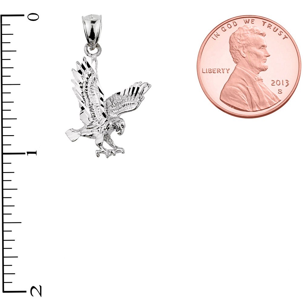 Animal Kingdom Textured Sterling Silver Landing Eagle Charm Pendant