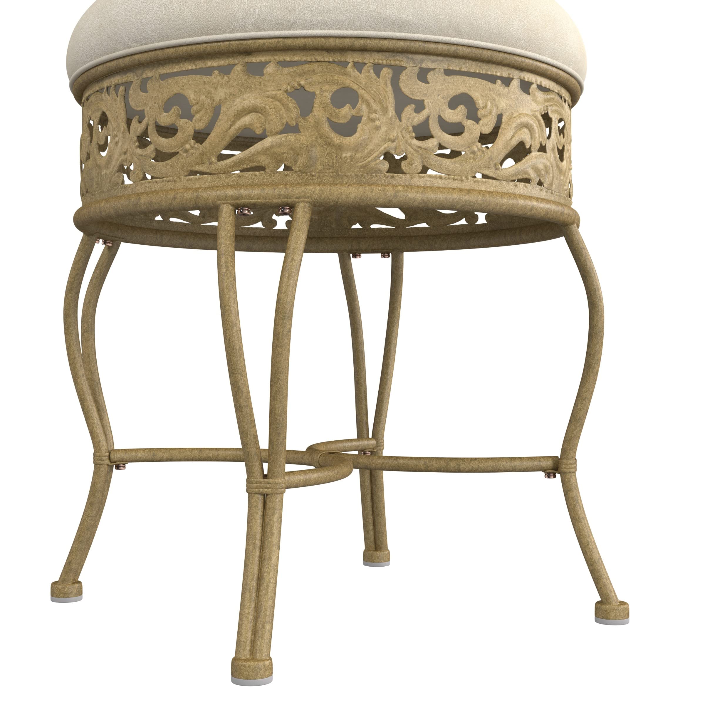 Hillsdale Villa III Upholstered Backless Vanity Stool, Antique Beige