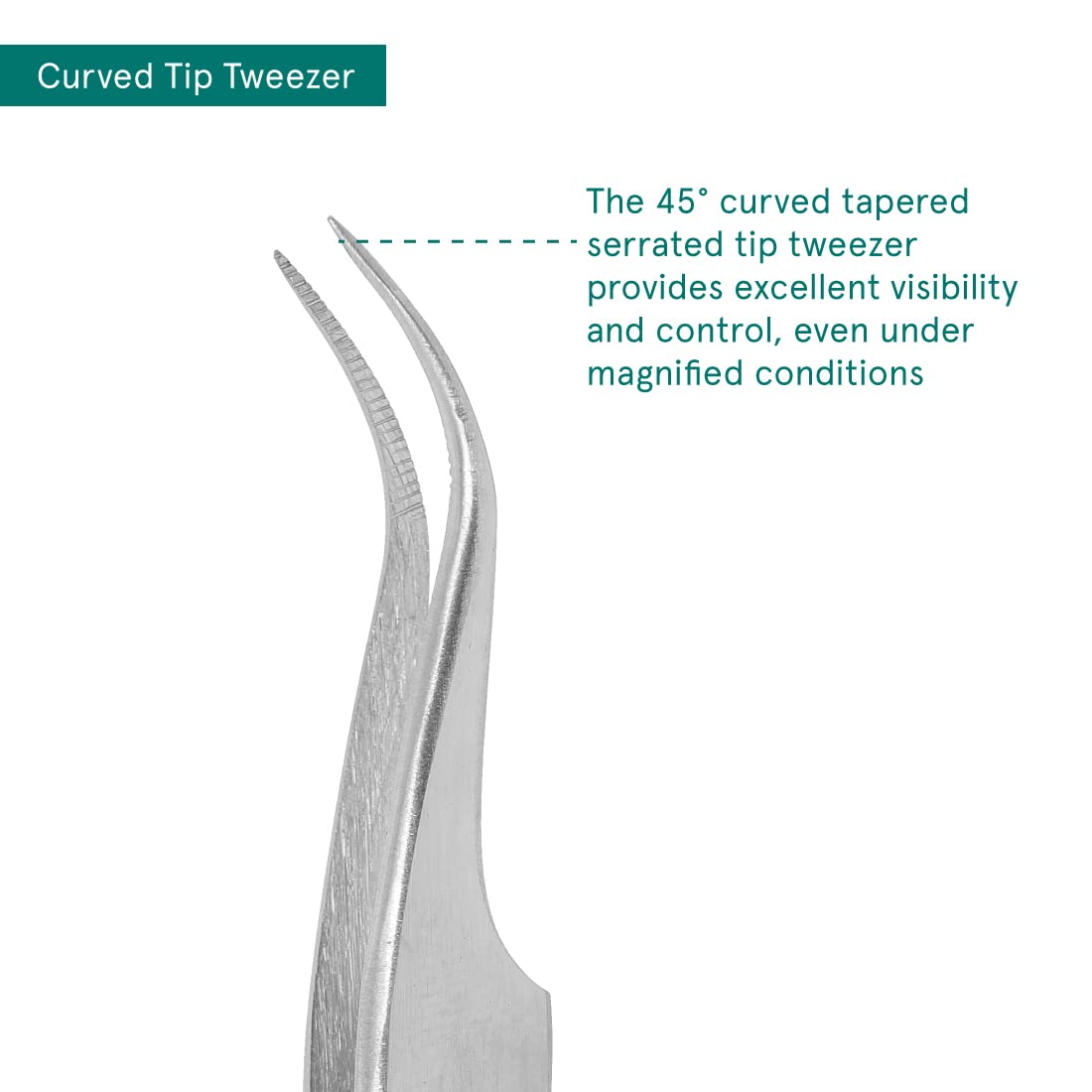 Excelta - 7B-SA-SE - Tweezers - Very Fine Point - Curved - One Star - Anti-Mag. SS - Serrated Tips, 0.06" Height, 0.39300000000000002" Wide, 4.5" Length