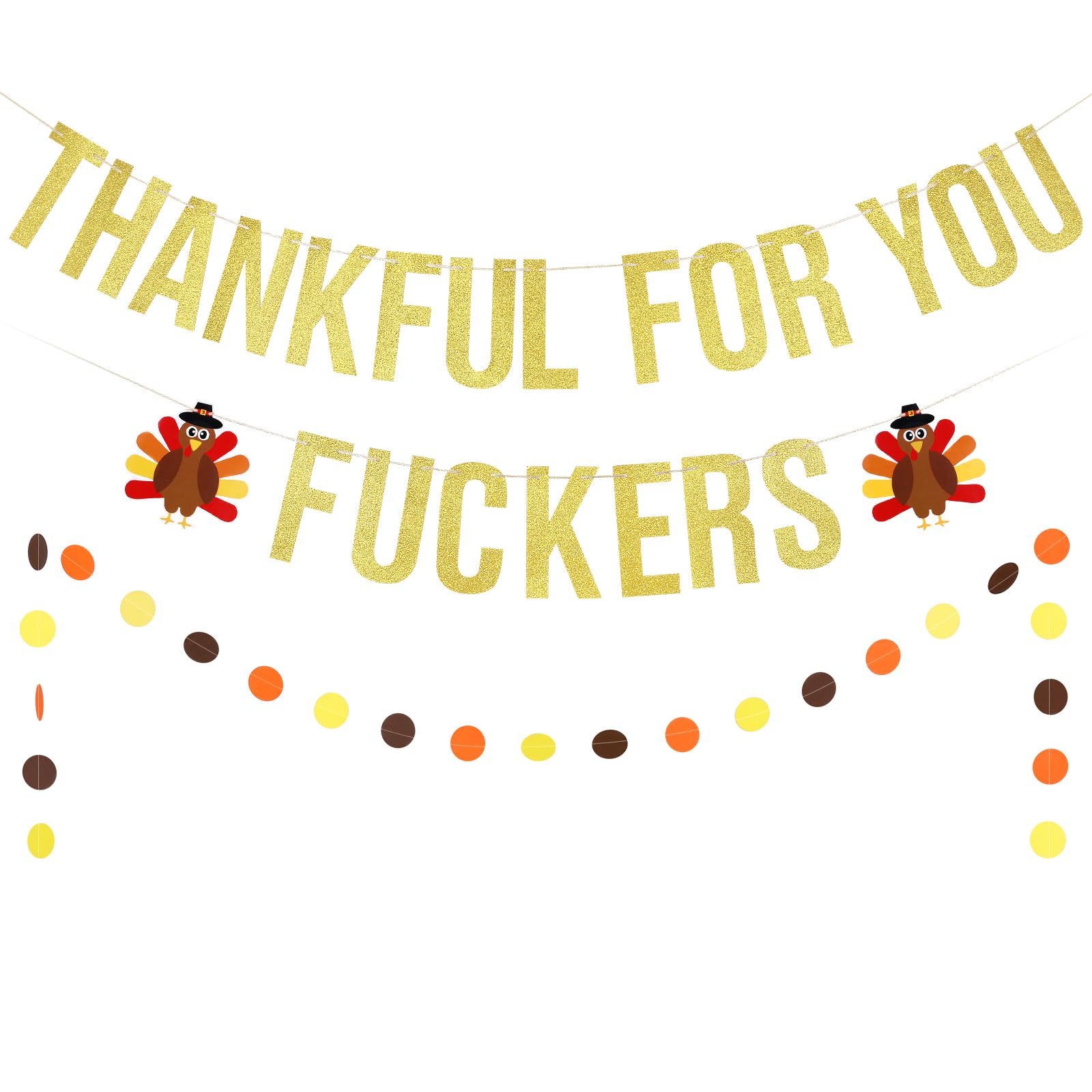 Thankful for You Banner Gold Glitter Thanksgiving Banner for Friendsgiving Party Decorations Happy Thanksgiving Party Decorations for Font Porch Home Fireplace Mantle