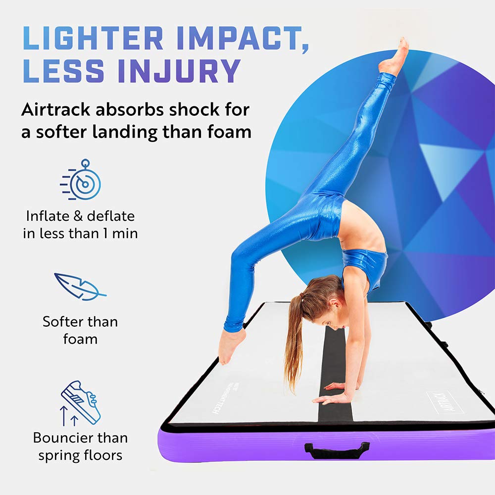 AirTrack 16β Pro Inflatable Gymnastics Mat with Air Pump | Extra Large Tumbling Mat | Compact Home Gym Exercise Equipment | 5ft x 16ft x 8 Inch Thick Tumbling Air Mat