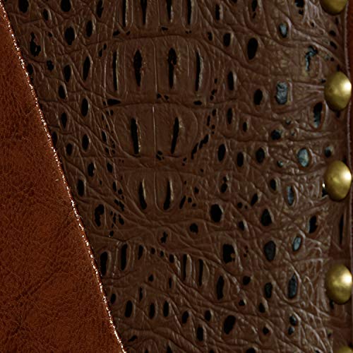 Deco 79 Faux Leather Scroll Partition Room Divider Screen Hinged Foldable Partition 4 Panel Privacy Screen with Faux Leather Detailing, Room Partition 64" x 1" x 71", Brown
