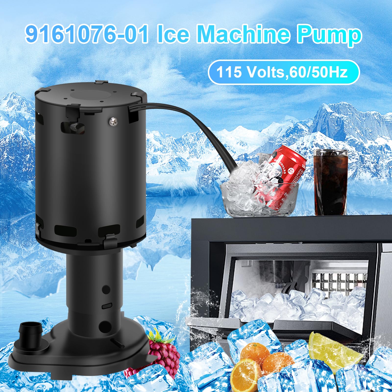 9161076-01 Water Pump 115 Volt 1550RPM ice machine Pump,Replacement ice maker water pump for GPP-1MH-1P and 803338. Compatible with ICE-O-Matic Models C20, C30, C40, EC300, ICE0250 and more