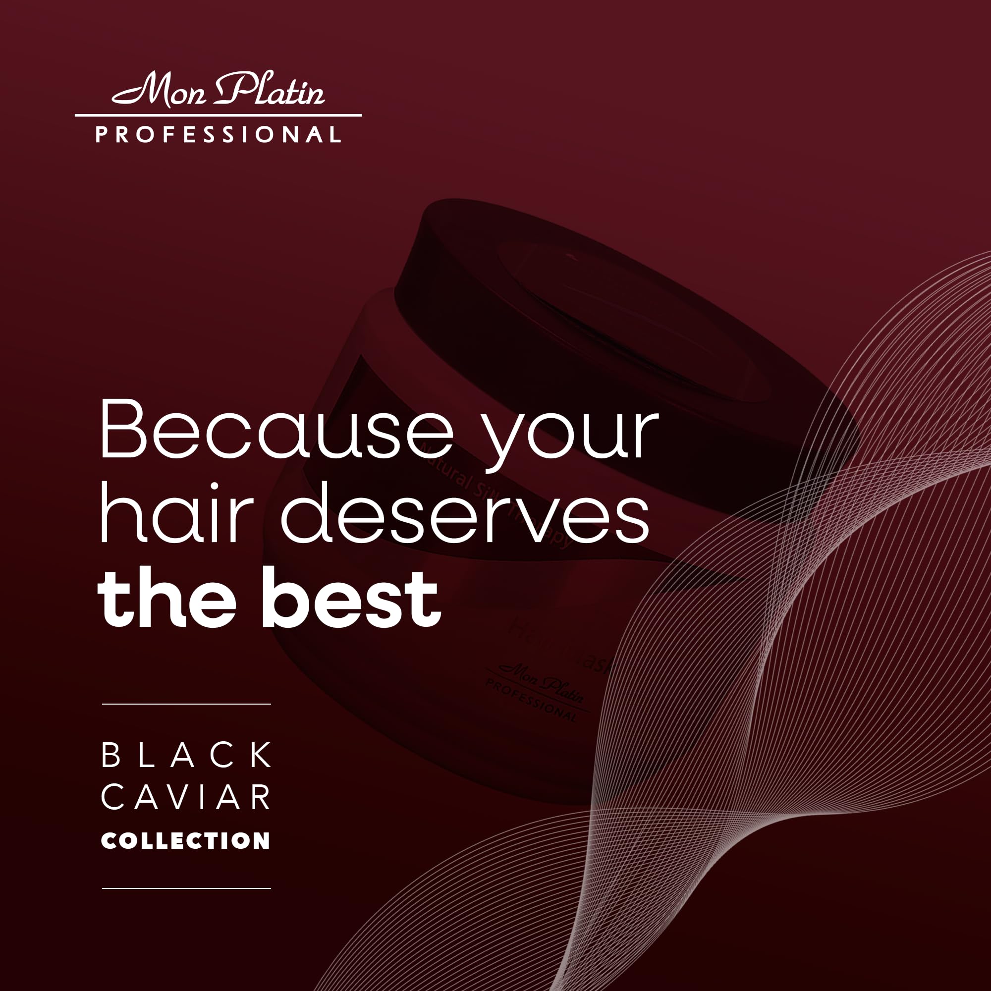 Mon Platin Professional Hair Mask, 500ML - Deep Conditioning for Dry, Colored, Damaged Hair with Black Caviar & Natural Silk Protein, SLS/Salt Free
