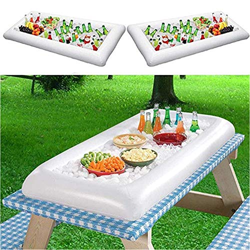 Inflatable Serving Bars Ice Buffet Salad Serving Trays Food Drink Holder Cooler Containers Indoor Outdoor BBQ Picnic Pool Party Supplies Cooler Drain Plug,Ice Tray Food Drink Containers for Summer Par