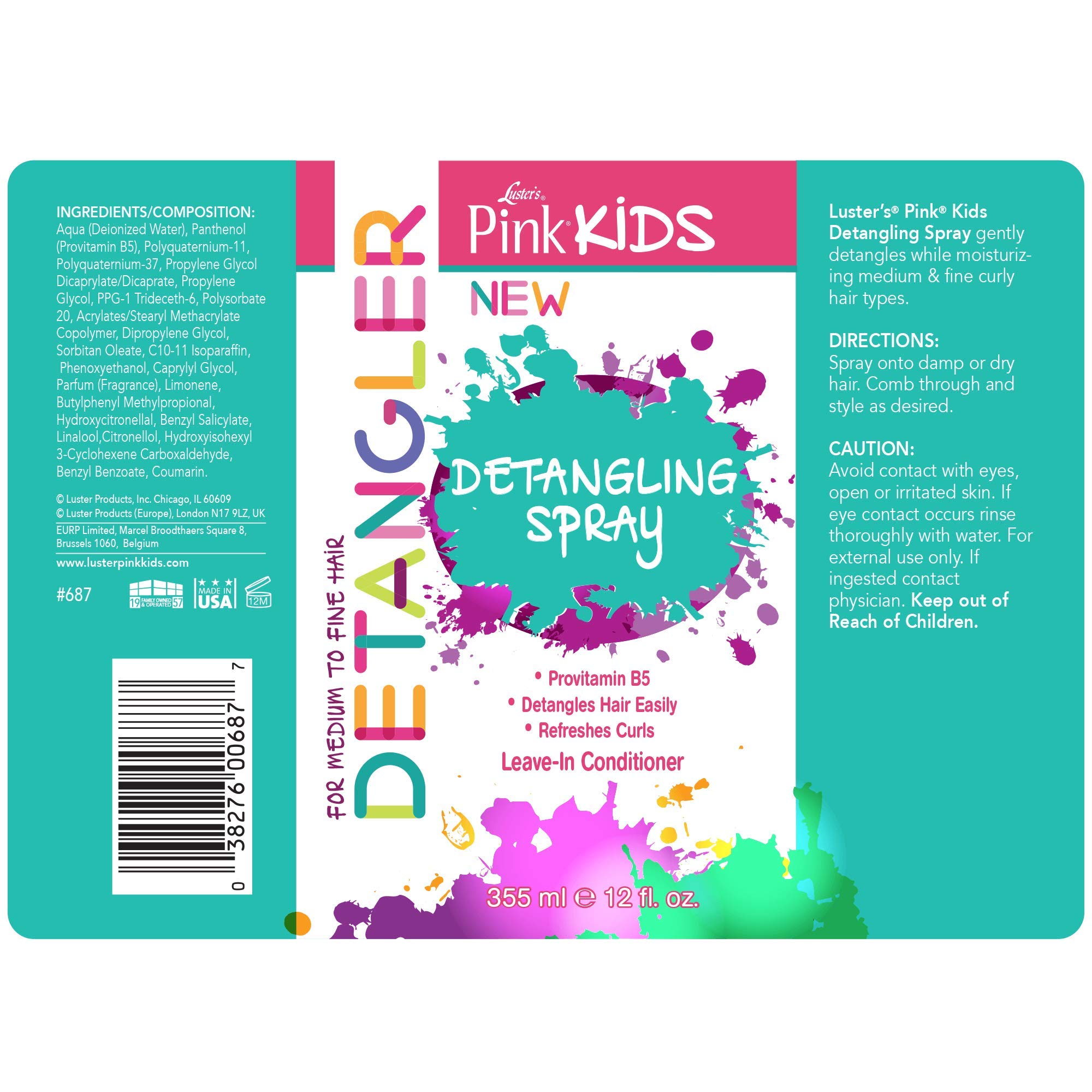 Luster's Pink Kids Detangler Spray - 3 pack