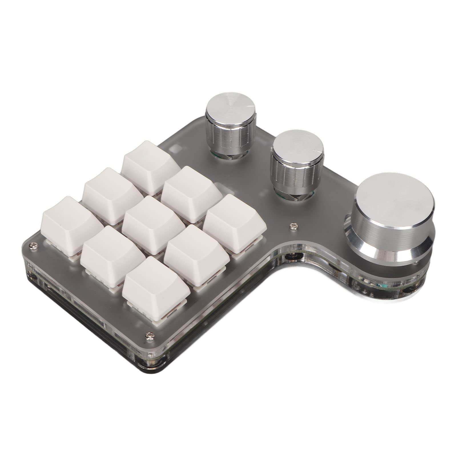 Aqur2020 Mini Gaming Keyboard, RGB Backlit Custom Mini Keyboard Programmable 3 Buttons Replaceable Switch Widely Used for Gaming (White)