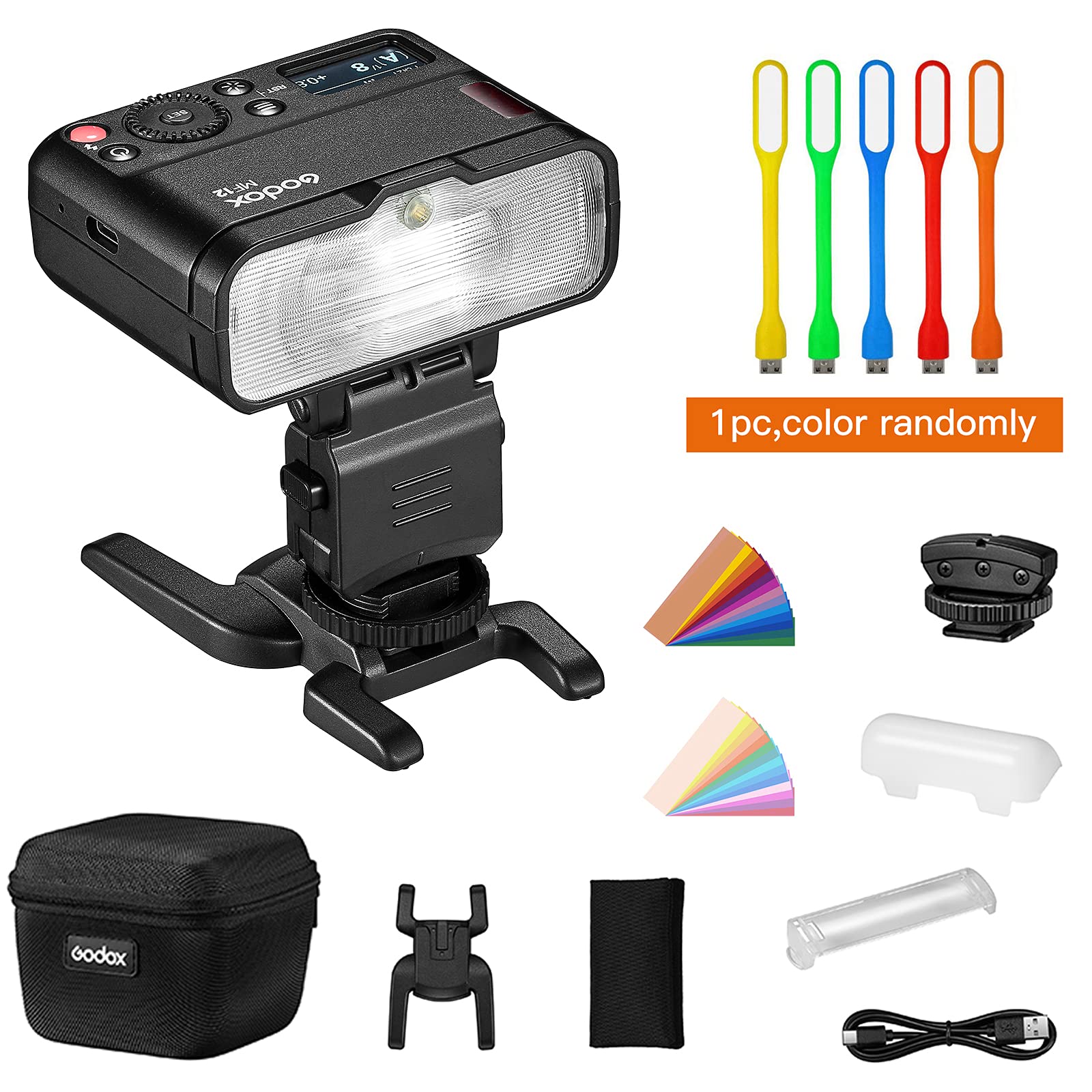 GODOX MF12 TTL 12W Macro Flash,2.4G Wireless Control Built-in 3.7V Lithium Battery Speedlite and Off-Camera TTL Speedlight Compatible with Canon Nikon Sony Fuji Olympus Panasonic with USB Light