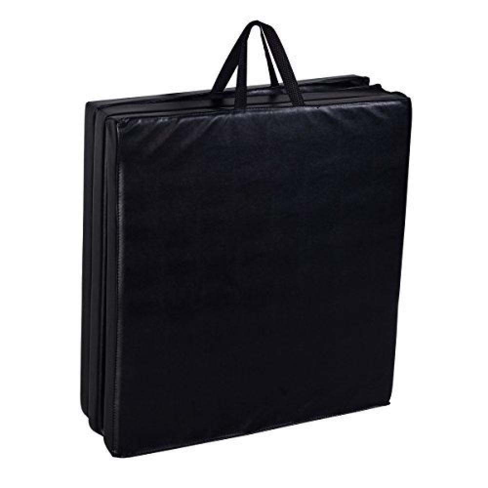 ACOMOO Accessories Yoga Exercise Fitness Workout Mat Physio Pilates Trifold 180cm x 60cm x 3cm Thick Mats Gym Black