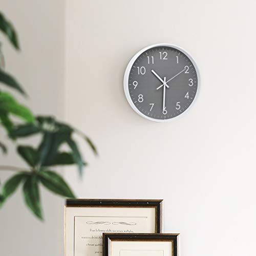 Epy Huts Modern Simple Wall Clock Indoor Non-Ticking Sweep Decorative Wall Clocks Battery Operated with Clear Numbers Easy to Read Wall Clock for Office,Bathroom,Livingroom Decorative 10 Inch Gray