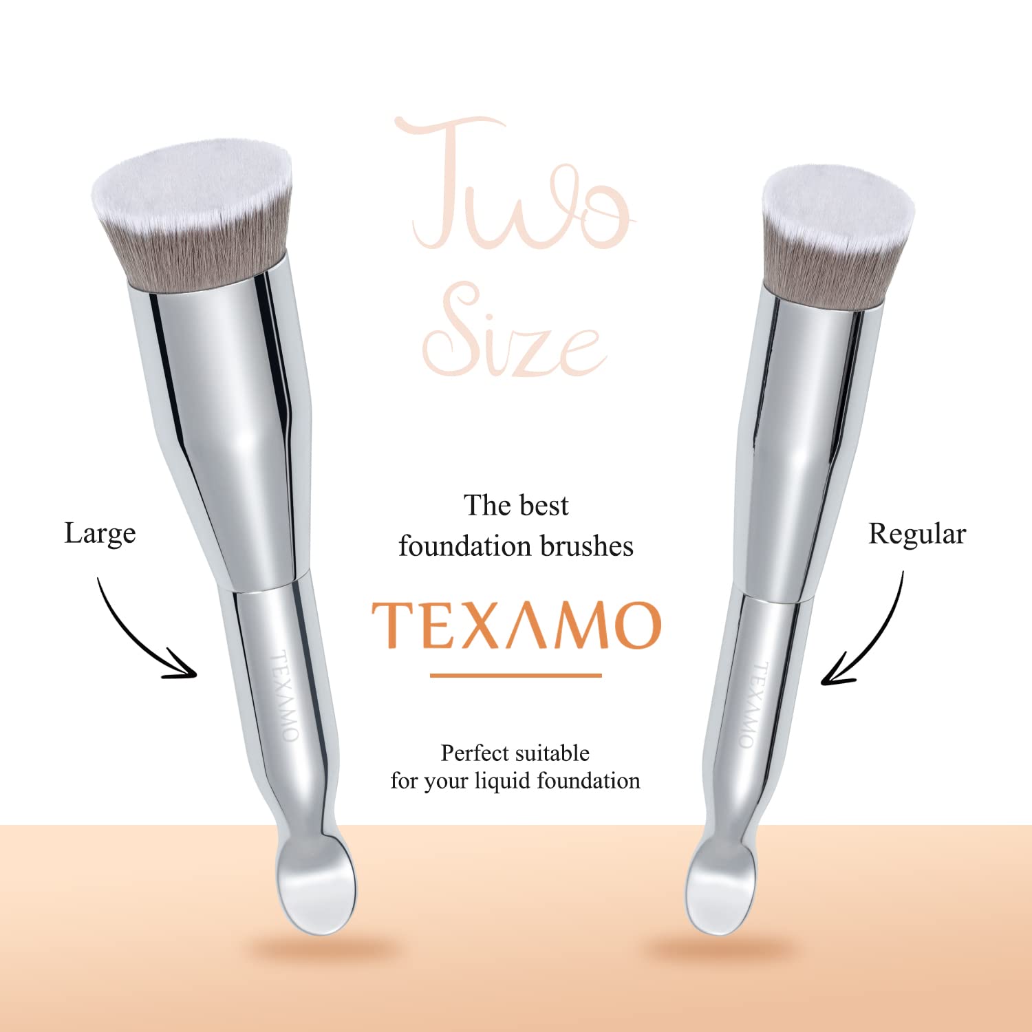 Flat Top Kabuki Foundation Brush TEXAMO Spoon Dual-ended Angled Foundation Makeup Brush Concealer Brush Premium Face Brush, Blending Powder Cream Buffing Stippling