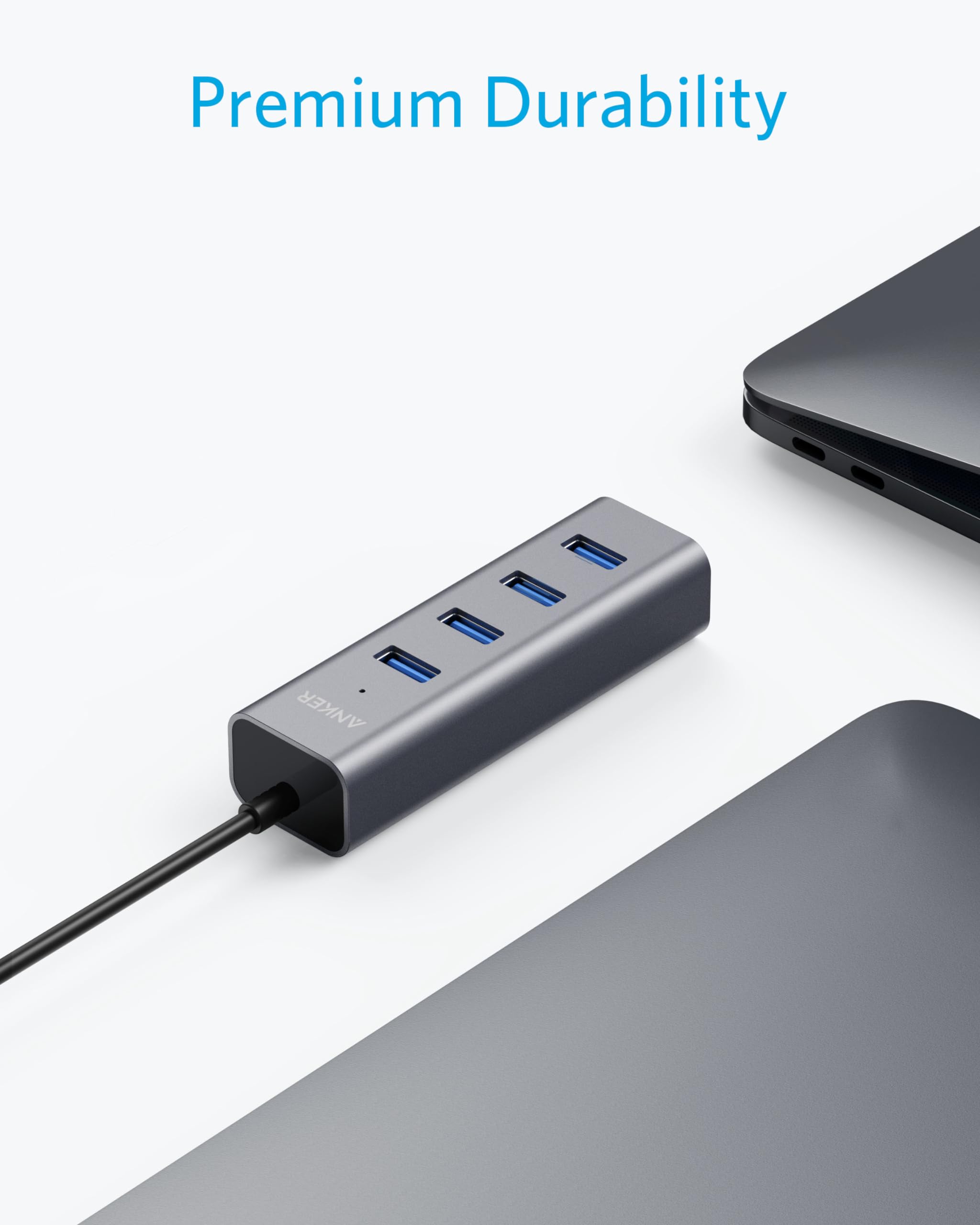 Anker USB C Hub, Aluminum USB C Adapter with 4 USB 3.0 Ports, for MacBook Pro 2018/2017, ChromeBook, XPS, Galaxy S9/S8, and More