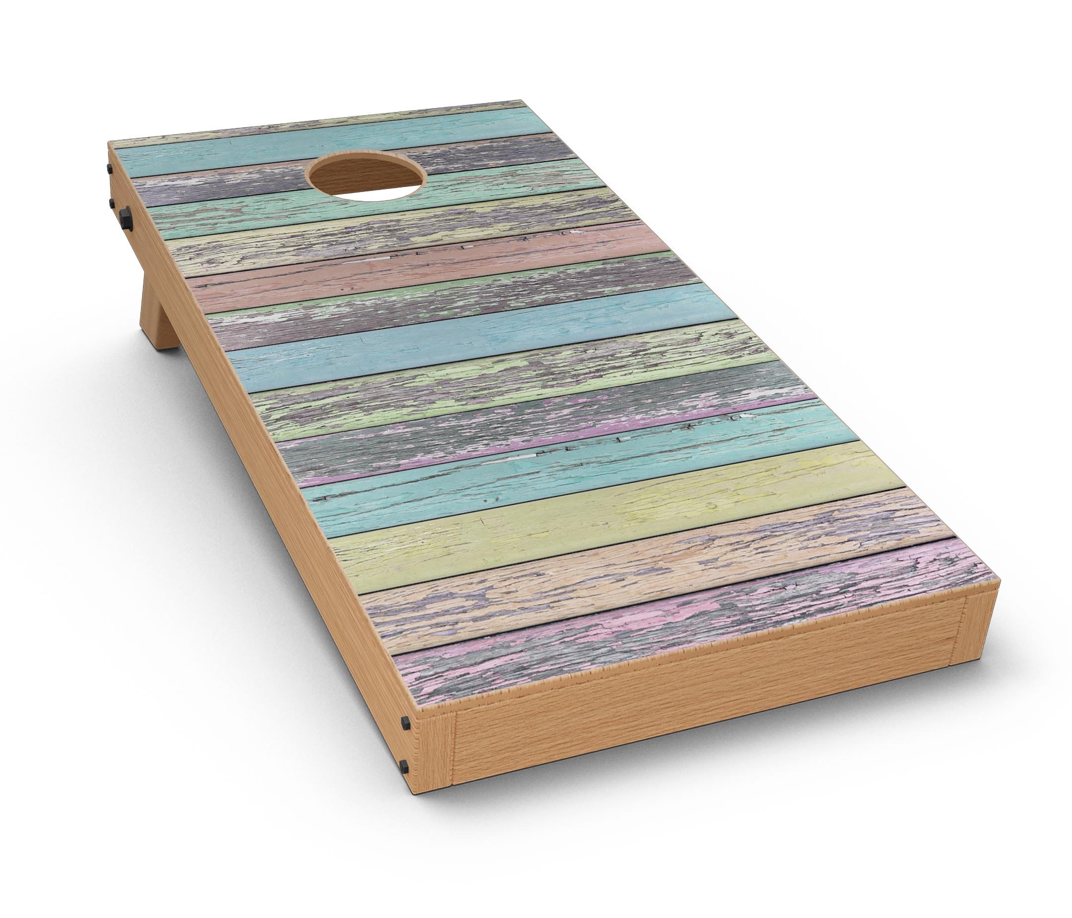Design Skinz Wood Skin Set for Cornhole (Skin Only) - Chipped Pastel Paint on Wood